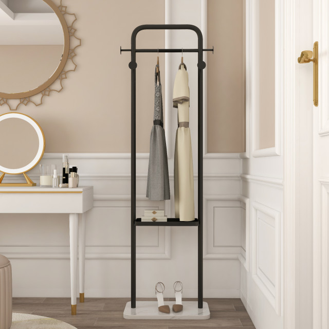 66" Modern Freestanding Rail Cloth Rack with Marble Base - Contemporary ...