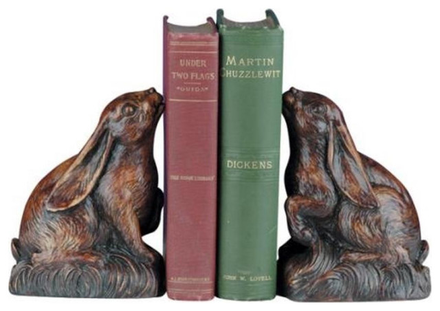 Traditional Resin Rabbit Bookends - Farmhouse - Bookends - by ...