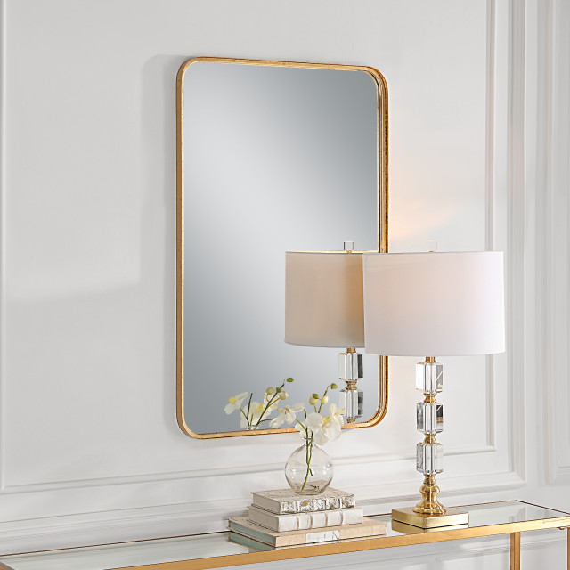 38" Industrial Gold Metal Mirror - Contemporary - Wall Mirrors - by ...