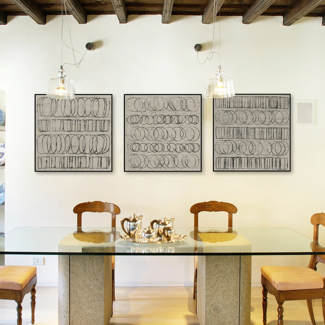Linked Shapes Triptych, 144x48 - Contemporary - Prints And Posters - by ...