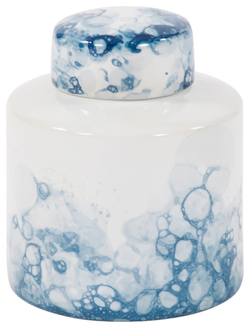 Howard Elliott Blue and White Porcelain Tea Jar, Small - Contemporary ...