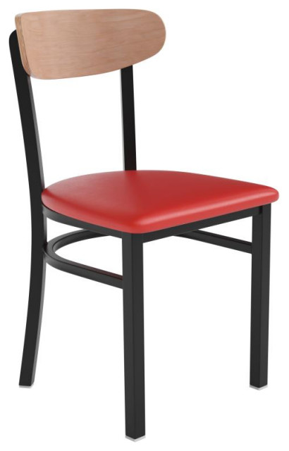 Wright Commercial Red Vinyl/Wood Back Chair - Transitional - Dining ...