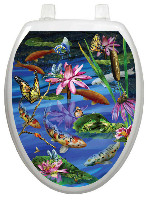 Koi Fish Toilet Tattoos Seat Cover, Vinyl Lid Decal, Bathroom Decor ...