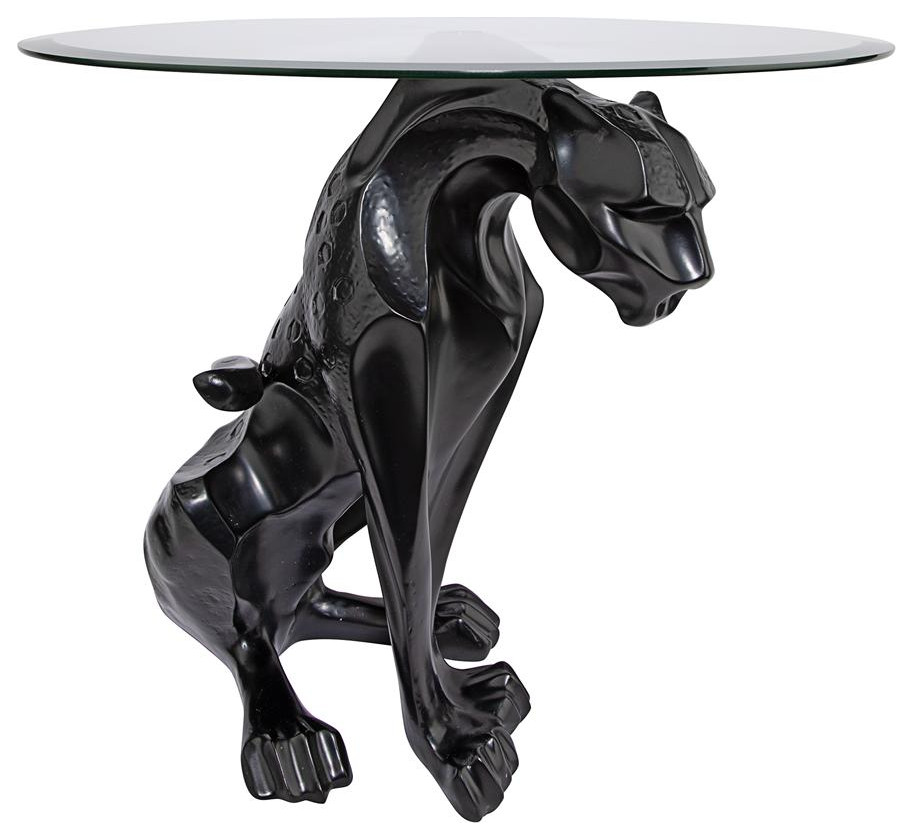Design Toscano Black Jaguar Glass Top Table - Contemporary - Side Tables And End Tables - by ...