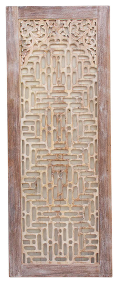 Finely Carved Whitewash See-Through Door Panel - Farmhouse - Front ...