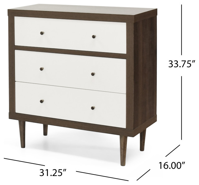 Farhart Mid Century Modern 3 Drawer Chest - Midcentury - Accent Chests ...