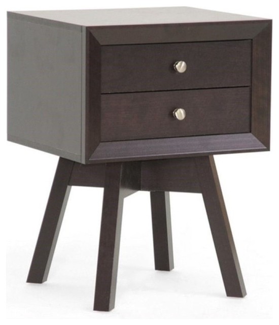 Pemberly Row 2 Drawers Mid-Century Wood End Table in Dark Brown - Side Tables And End Tables ...