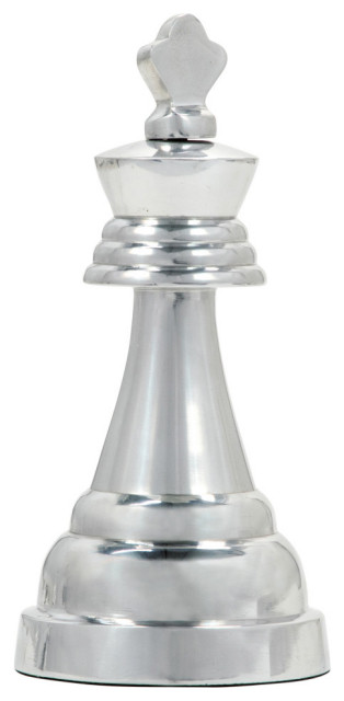 9" Metal King Chess Piece, Silver - Traditional - Decorative Objects ...