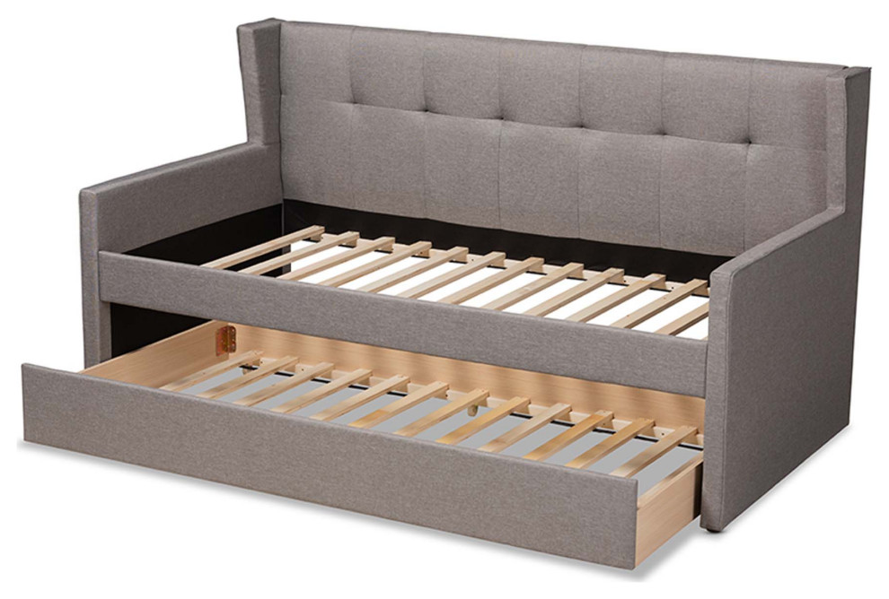 Sylvia Fabric Upholstered Twin Size Daybed With Trundle - Transitional ...