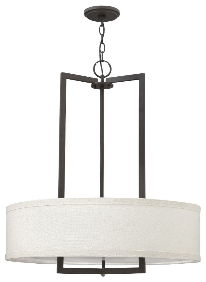 Hampton 48W 1 LED Chandelier, Buckeye Bronze, Off-White Linen Hard, 30. ...