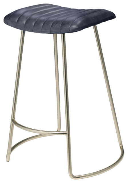Theo Leather Counter Stool, Grey - Contemporary - Bar Stools And ...