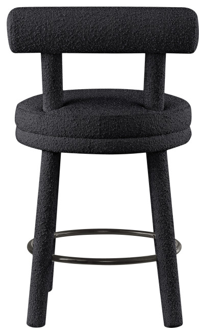 Parlor Black Boucle Fabric Stool, Set of 2 - Transitional - Bar Stools ...