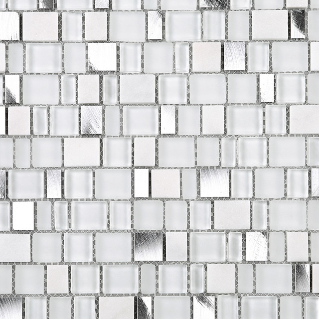 11.75"x11.75" Knox Mixed Mosaic Tile Sheet, White - Contemporary ...