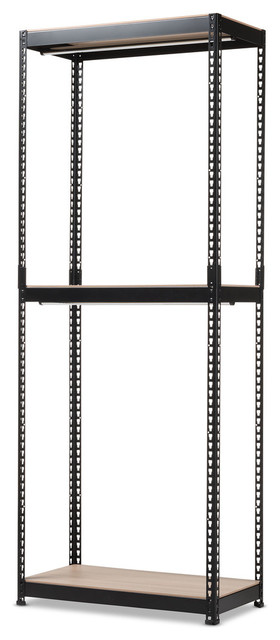Baxton Studio Gavin Black Metal 3-Shelf Closet Storage Racking ...