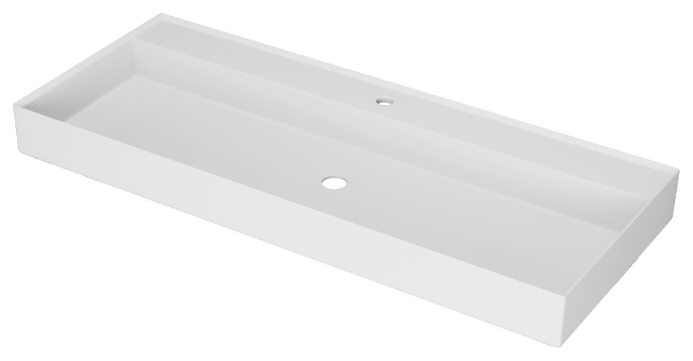 White Solid Surface Rectangular Vessel Bathroom Sink - Contemporary - Bathroom Sinks - by ...