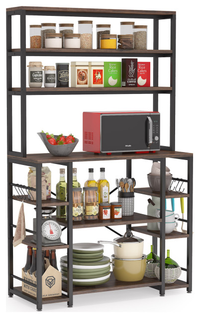 5 Tiers Kitchen Bakers Rack With Hutch, Microwave Oven Stand ...