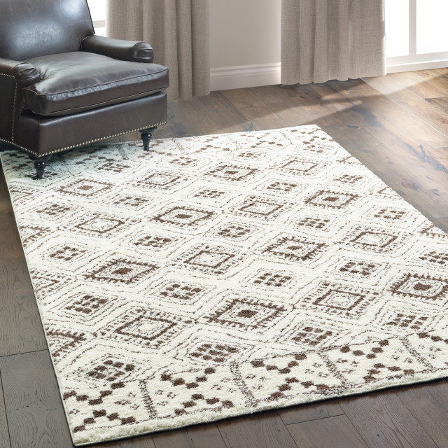 Verona 1330W Ivory/Brown Rug, Rectangle 9'10"x12'10" - Southwestern ...