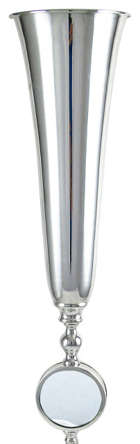 Silver Metal Flute Trumpet Tabletop Flower Vase Decorative Centerpiece ...
