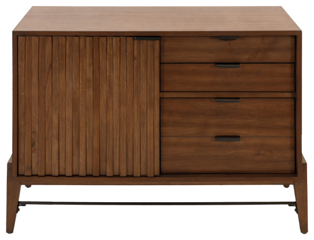 Mid-century Modern Small Console With File Drawers Brown - Transitional ...