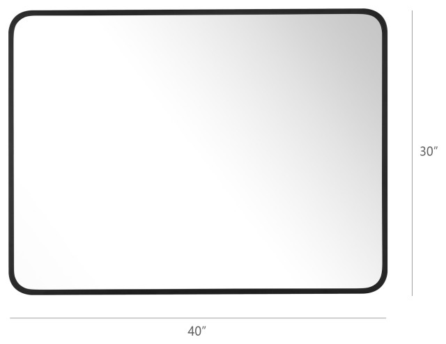 Rounded Rectangular Metal Framed Bathroom Vanity Mirror, 30"x40 ...