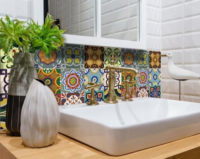 8"x8" Auguri Flora Peel and Stick Removable Tiles - Contemporary - Wall ...