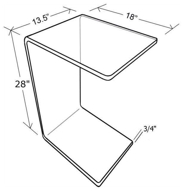Acrylic "C" Slide End Table 18"x 13.5"x28" high 3/4" Thick - Modern ...