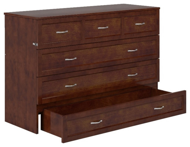 Atlin Designs Modern Solid Wood Queen Murphy Bed Chest with Mattress in ...