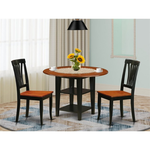 Atlin Designs 3-piece Dining Set with Wood Chairs in Black ...