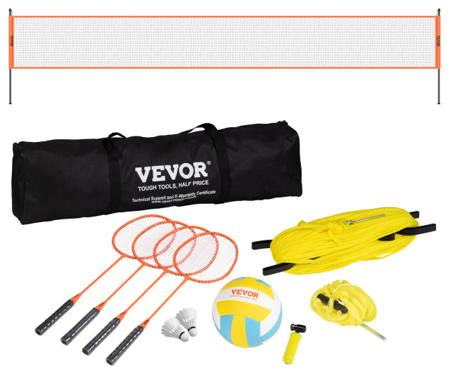 VEVOR Outdoor Volleyball and Badminton Combo Net Set Portable Height ...