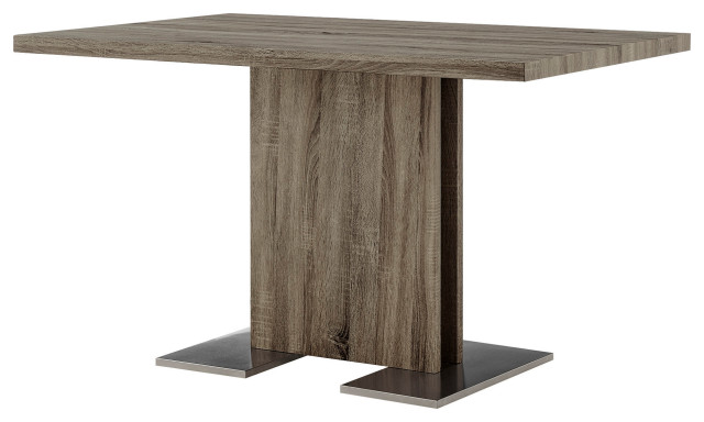 Zenith Dining Table in Walnut Wood and Brushed Stainless Steel Finish ...