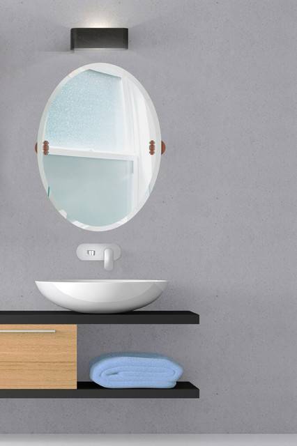 Frameless Oval Tilt Mirror With Beveled Edge - Traditional - Bathroom ...