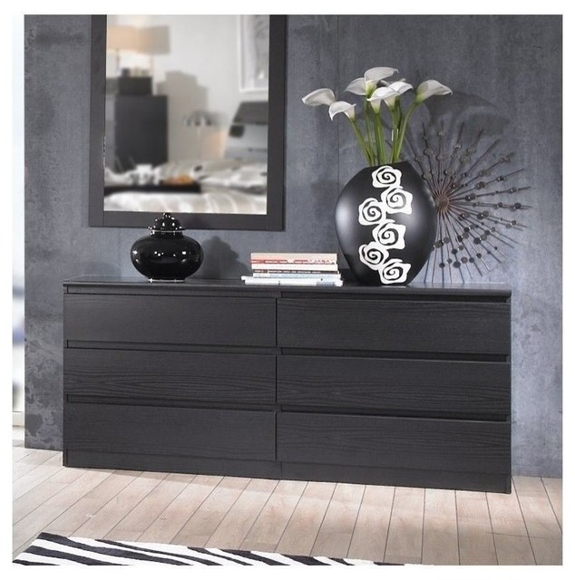 Pemberly Row Contemporary Wood Mahogany 6 Drawer Double Dresser ...