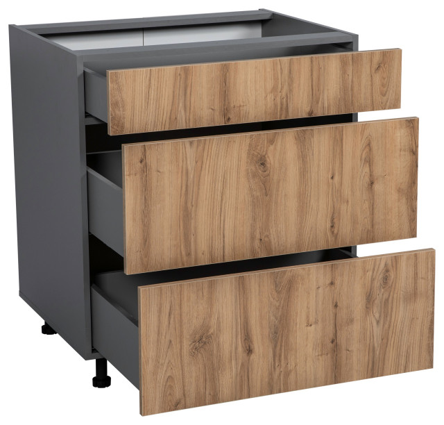 15 Base Cabinet-Double Door-Three Drawer-Grey, 15 x 34 1/2 x 23 3/8 ...