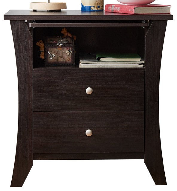 Transitional Style Contemporary Nightstand, Espresso - Transitional ...