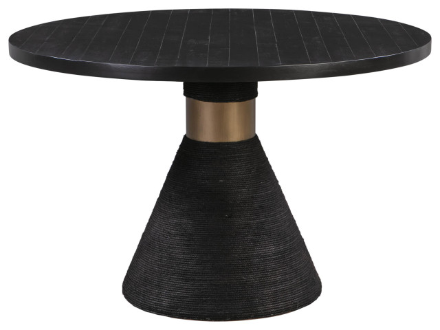 Rishi Rope Round Table, Round Modern Wooden Kitchen Table, 47.5 ...