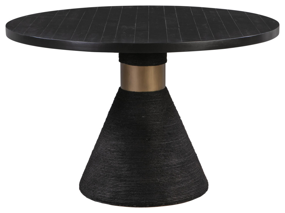 Rishi Rope Round Table, Round Modern Wooden Kitchen Table, 47.5 ...