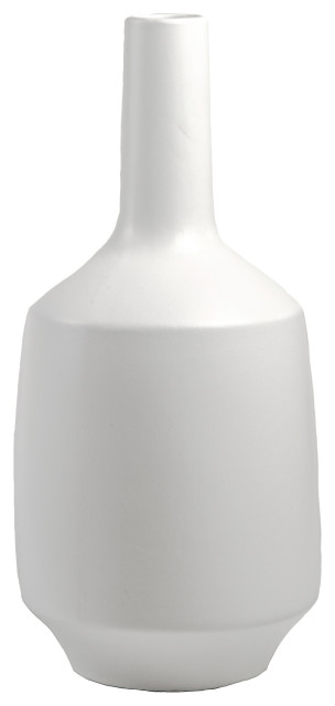 Ceramic Bottle Vase with Long Neck and Tapered Bottom Matte White ...