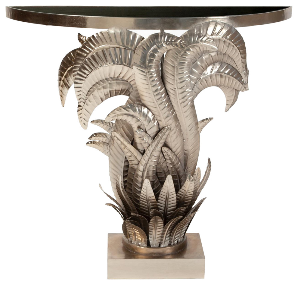 Palm Leaf Console Table, Tropical Metal Entryway Table - - Tropical ...