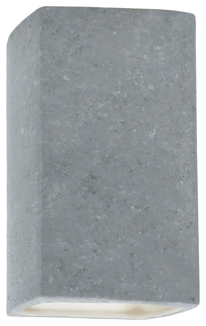 Ambiance Large Rectangle Outdoor Wall Sconce, Closed, Concrete, LED ...