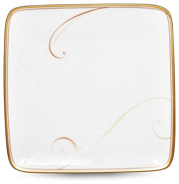 Noritake Golden Wave Large Square Plates, Set of 4 - Contemporary ...