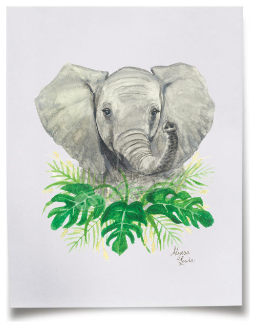 "Safari Littles" Elephant Paper Print, Unframed, 13x19 - Contemporary ...