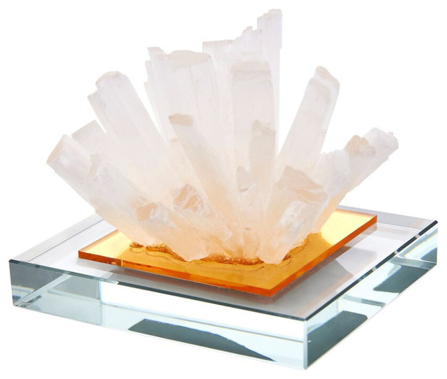 decorative Starburst Quartz On Glass base, White And Gold ...