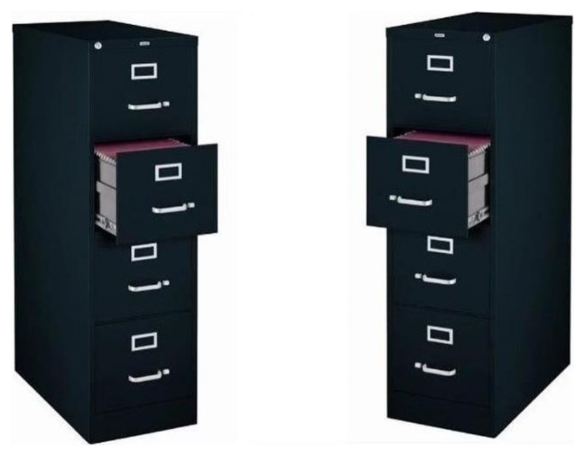 Pemberly Row 22-in Deep Metal 4 Drawer Vertical File Cabinet Black (Set ...