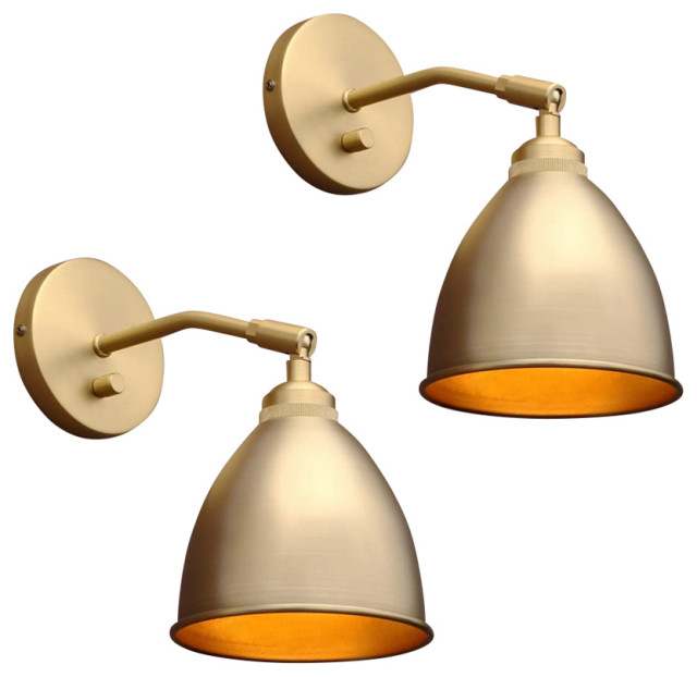 2 Pack Industrial Metal Wall Light Fixture Antique Gold Wall Lamp ...
