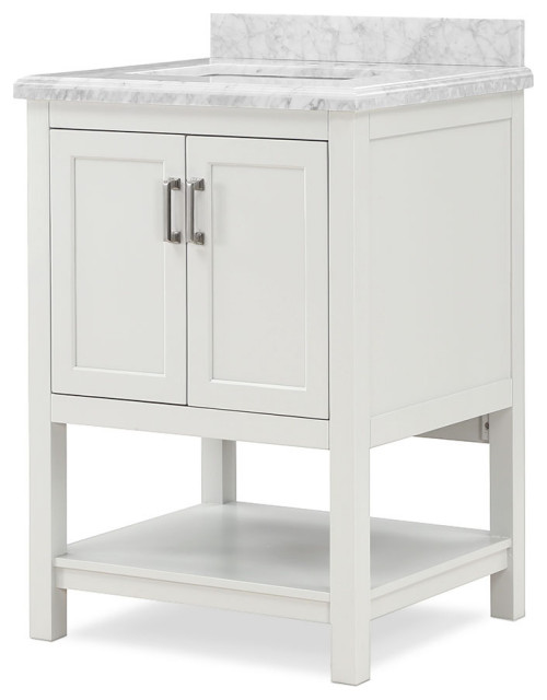 Affinity Bathroom Vanity With Carrara Marble Countertop, 25 in ...