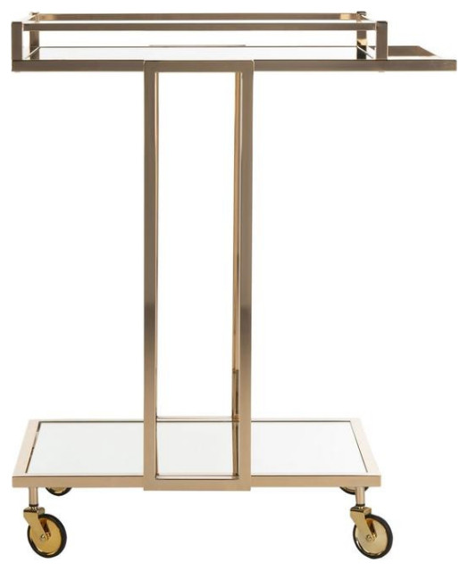 Rue 2 Tier Rectangle Bar Cart Gold/Mirror - Contemporary - Bar Carts ...
