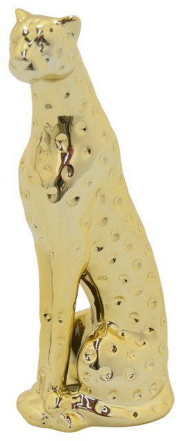 Plutus Brands Leopard Table Top Decor, Gold Porcelain - Contemporary ...