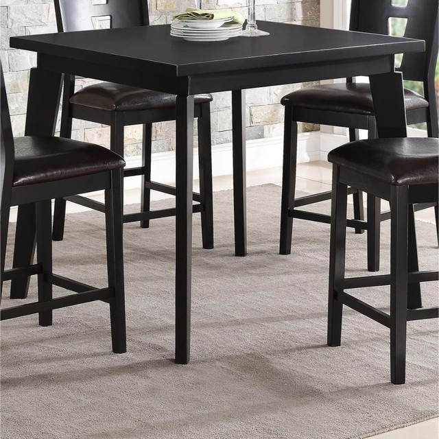 Wooden Counter Height Table With Flared Legs, Black - Transitional ...