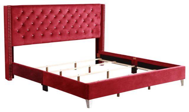 Julie Tufted Upholstered Low Profile King Panel Bed - Contemporary ...