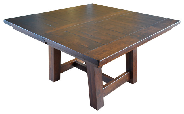 Hawthorne Rustic Cherry Square Extendable Dining Table, 54x54 2 Leaves - Rustic - Dining Tables ...